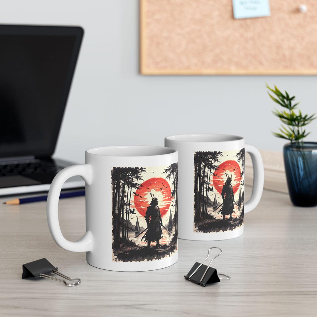 Samurai Mug, Japanese Warrior Design, Urban Art Coffee Cup, Kendo Gift ...