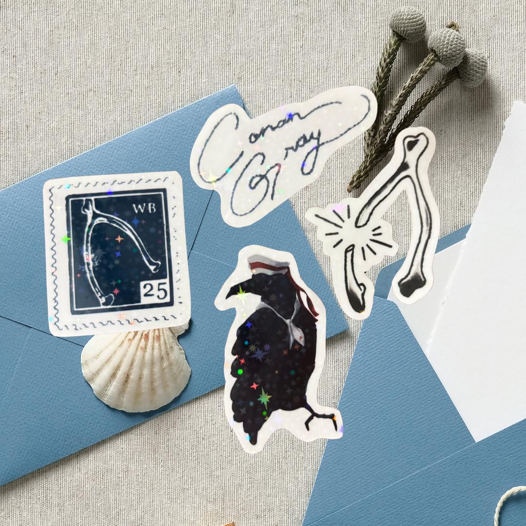 12 Pc Conan Wishbone Sticker Pack, Gray Pop Star Collectable Decals ...