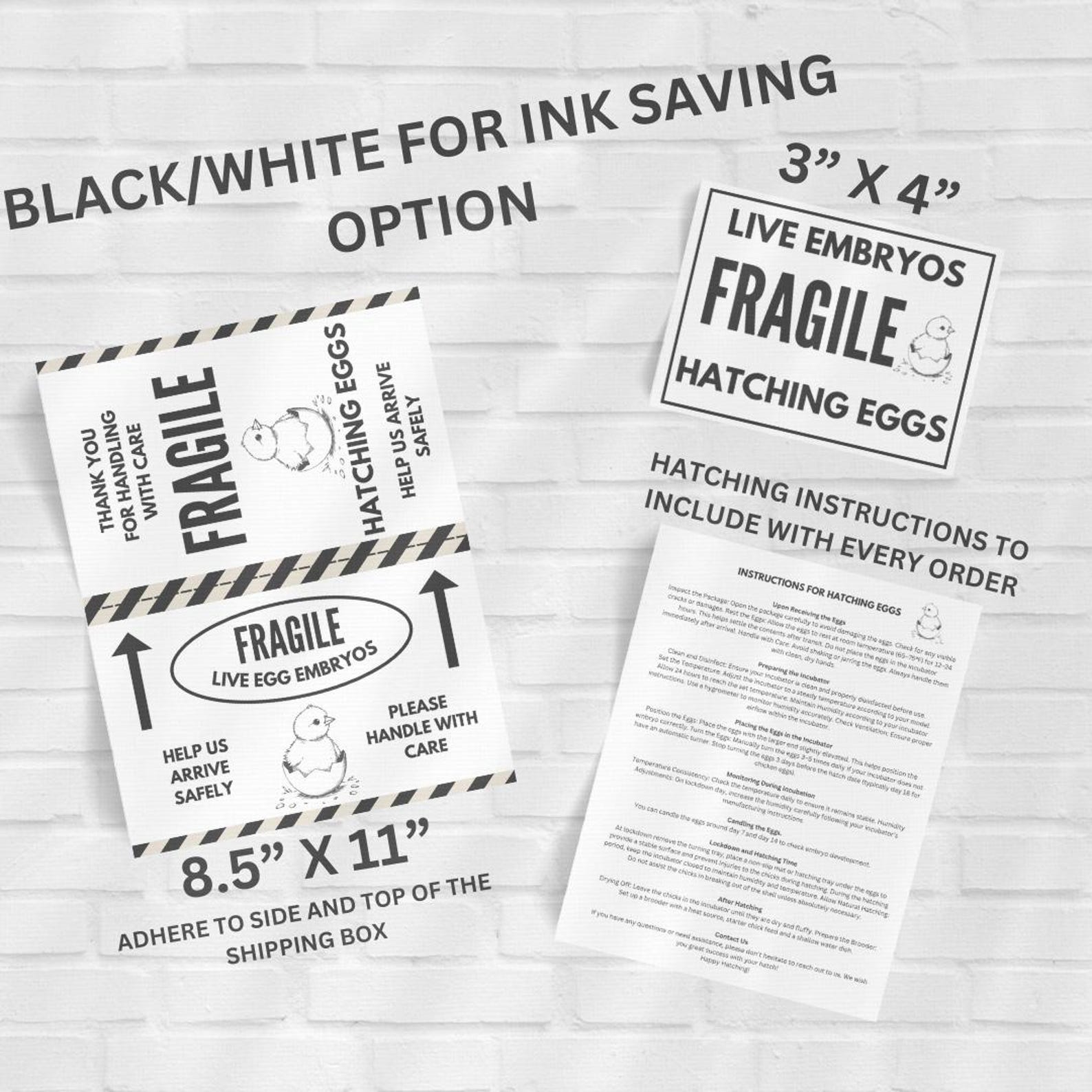 Fragile Stickers Shipping Hatching Fertile Eggs Printable Digital ...