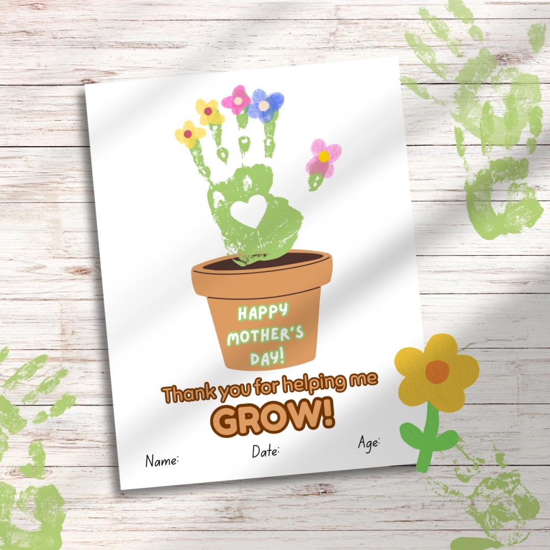 Mother’s Day Handprint Craft Thank You for Helping Me Grow! Flower ...