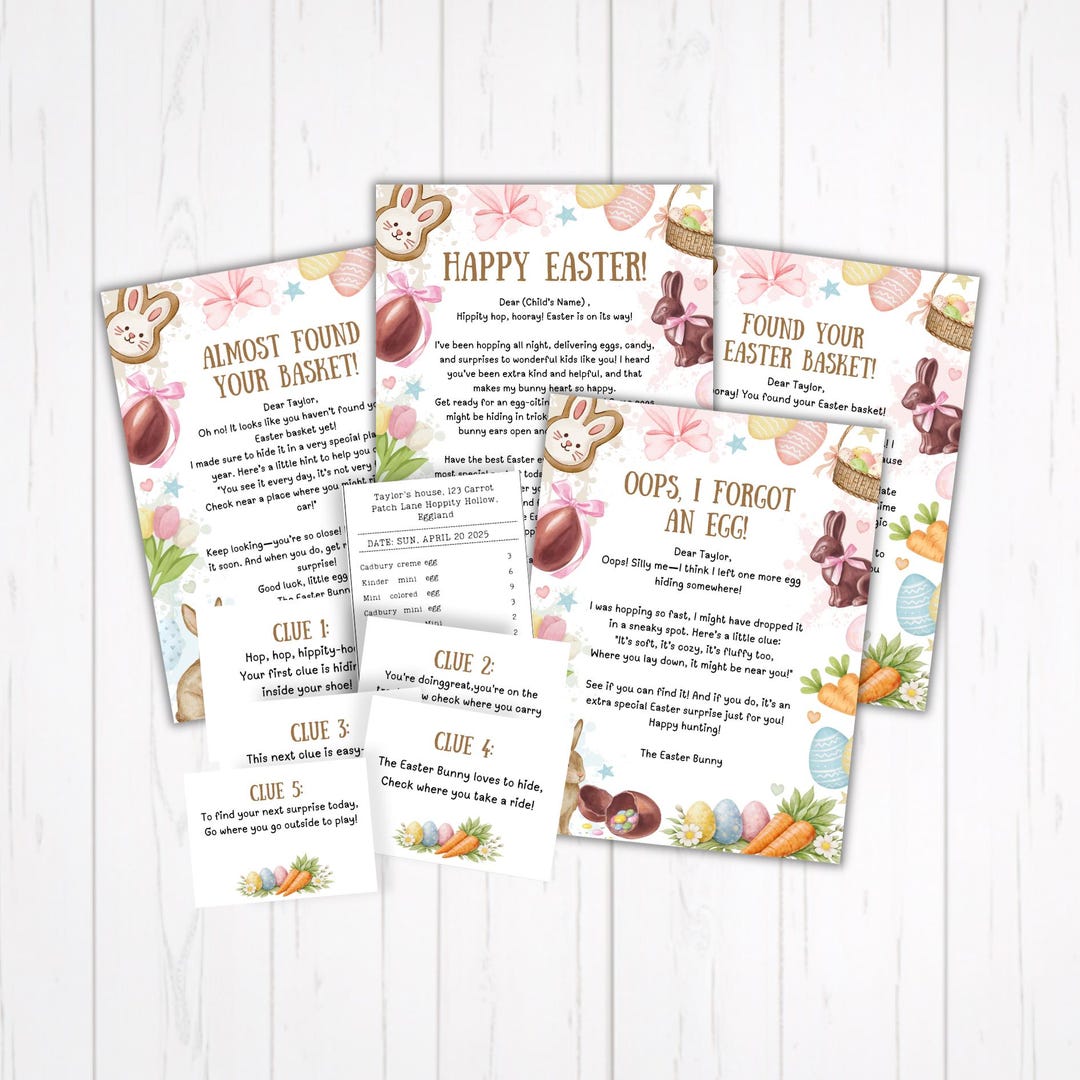 Easter Egg Hunt Bundle, 9+ Printable Easter Bunny Surprises, Bunny ...