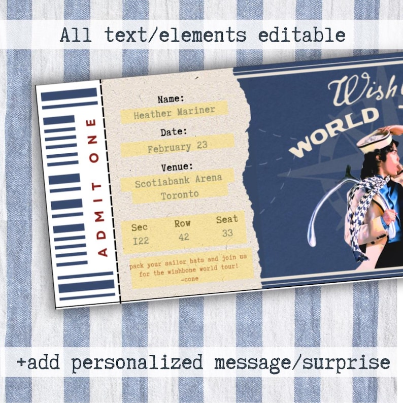 Editable Wishbone World Tour Souvenir Ticket, 3 Pcs Conan Pop Singer ...