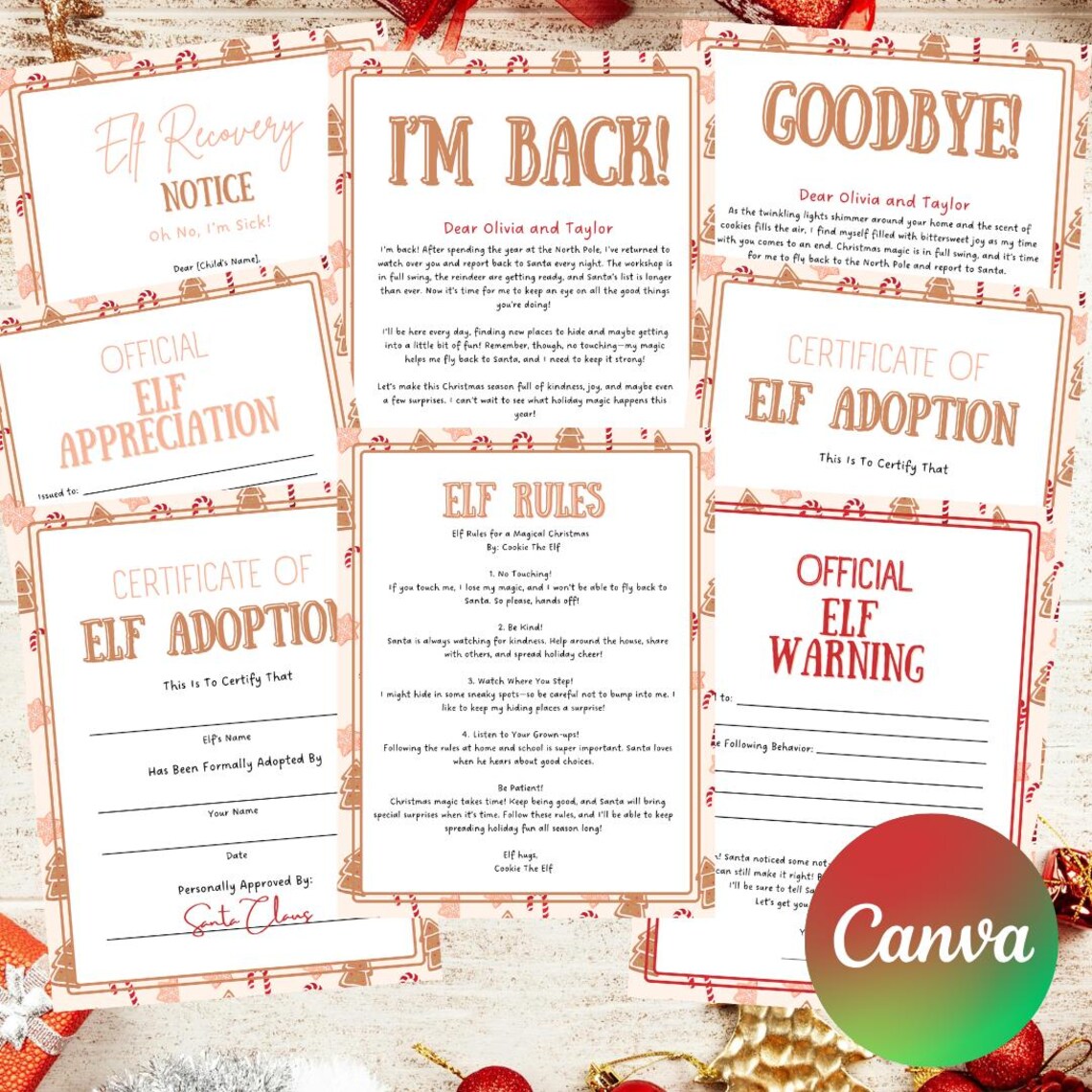 Customizable Elf Letters Minimalistic, Canva Editable Template ...