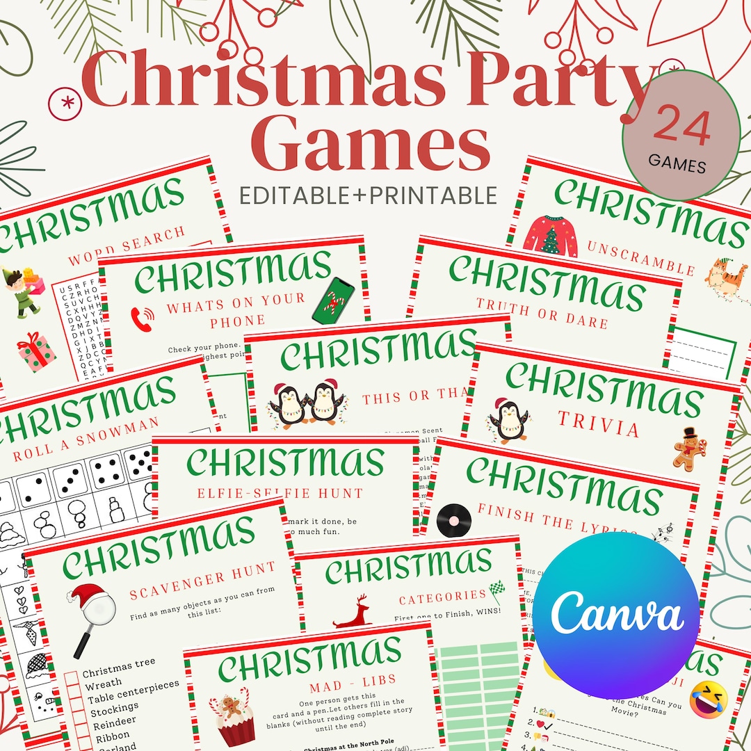 Editable Template Christmas Party Games, Dinner Table Riddles Scavenger ...