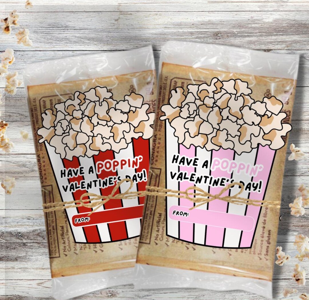 Popcorn Bag Valentine's Day Cards, Girls Boys Gift Tween Kids ...