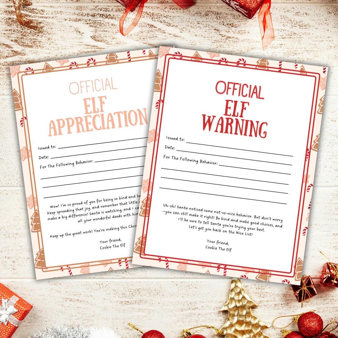 Elf WARNING/APPRECIATION Letters, Behaviour Letter for Children ...