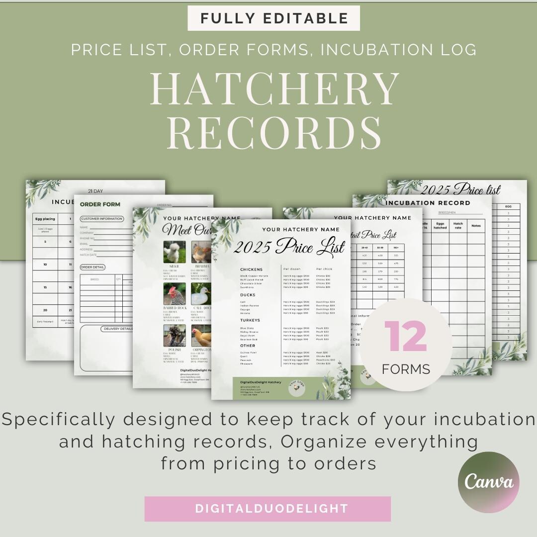 Hatchery Forms Records Price List Chicken Poultry Organizers Bundle ...