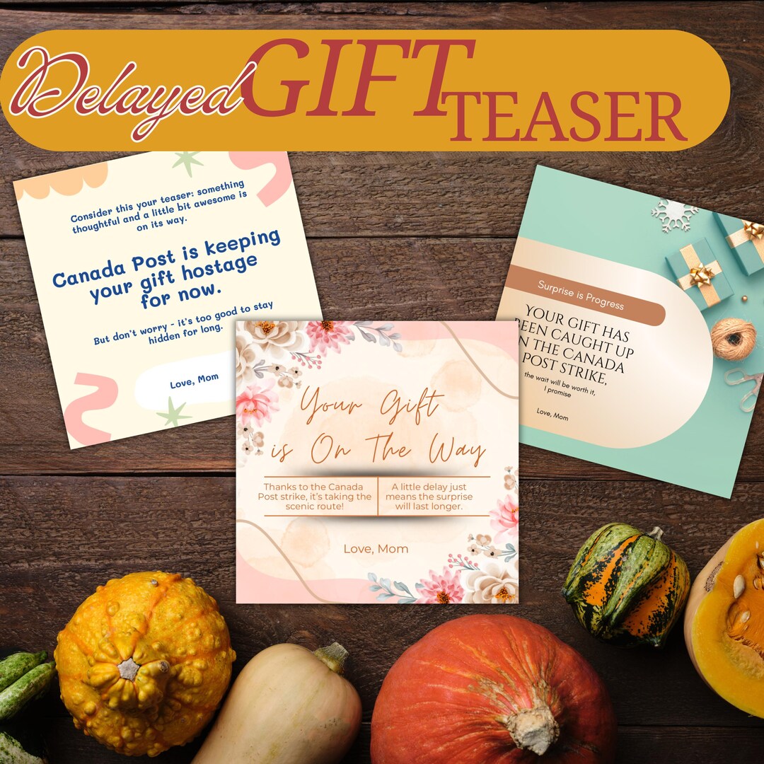 Editable Gift Teaser Delay Note Card Funny Canada Post Strike Message ...