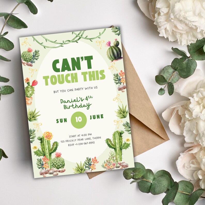 Cactus Theme Birthday Party Invitation Succulent Theme Invites Desert ...