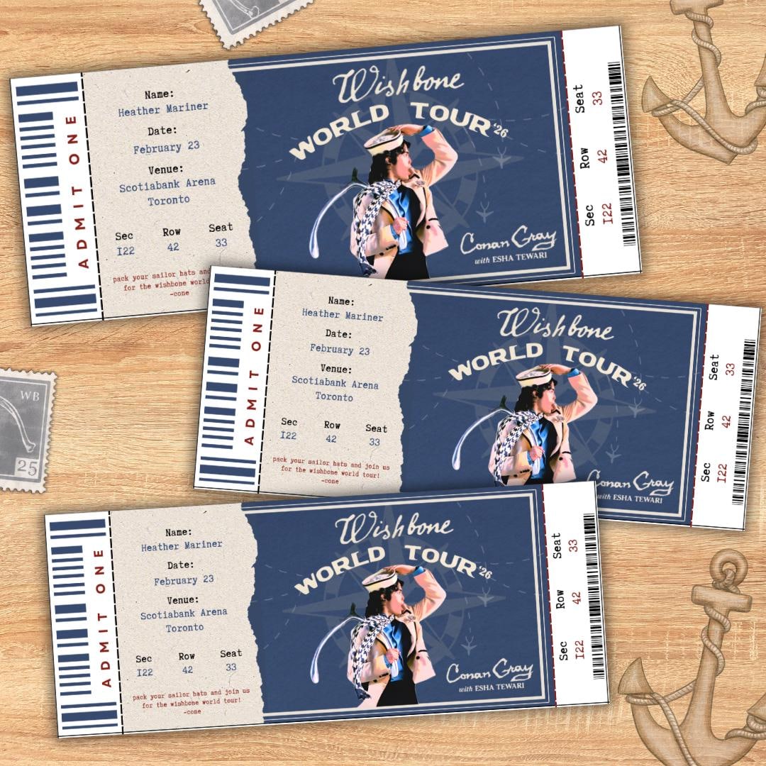 Editable Wishbone World Tour Souvenir Ticket, 3 Pcs Conan Pop Singer ...