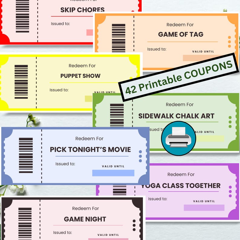 Customizable Printable Kids Coupons Digital Easy Download Birthdays ...