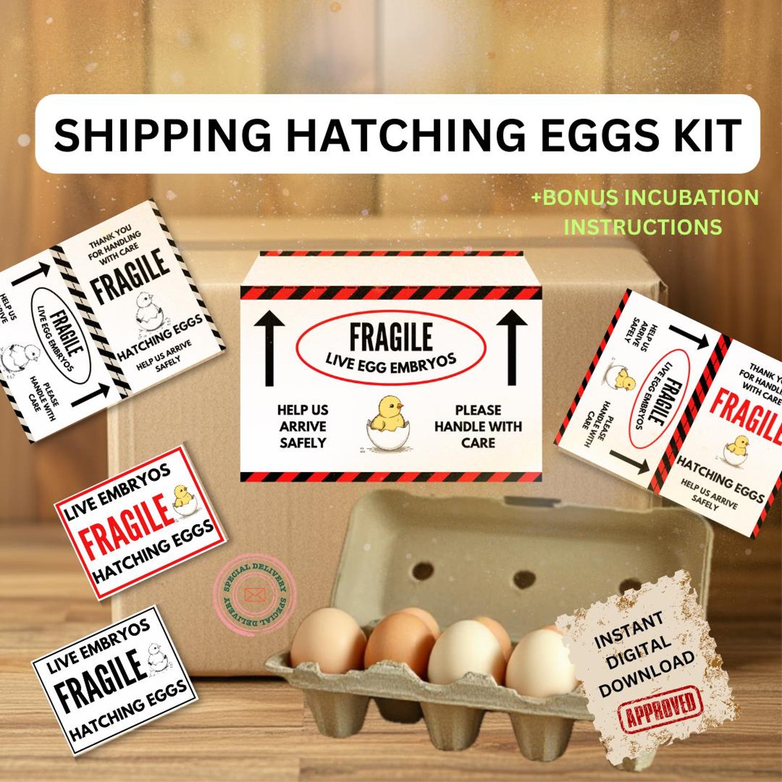 Fragile Stickers Shipping Hatching Fertile Eggs Printable Digital ...