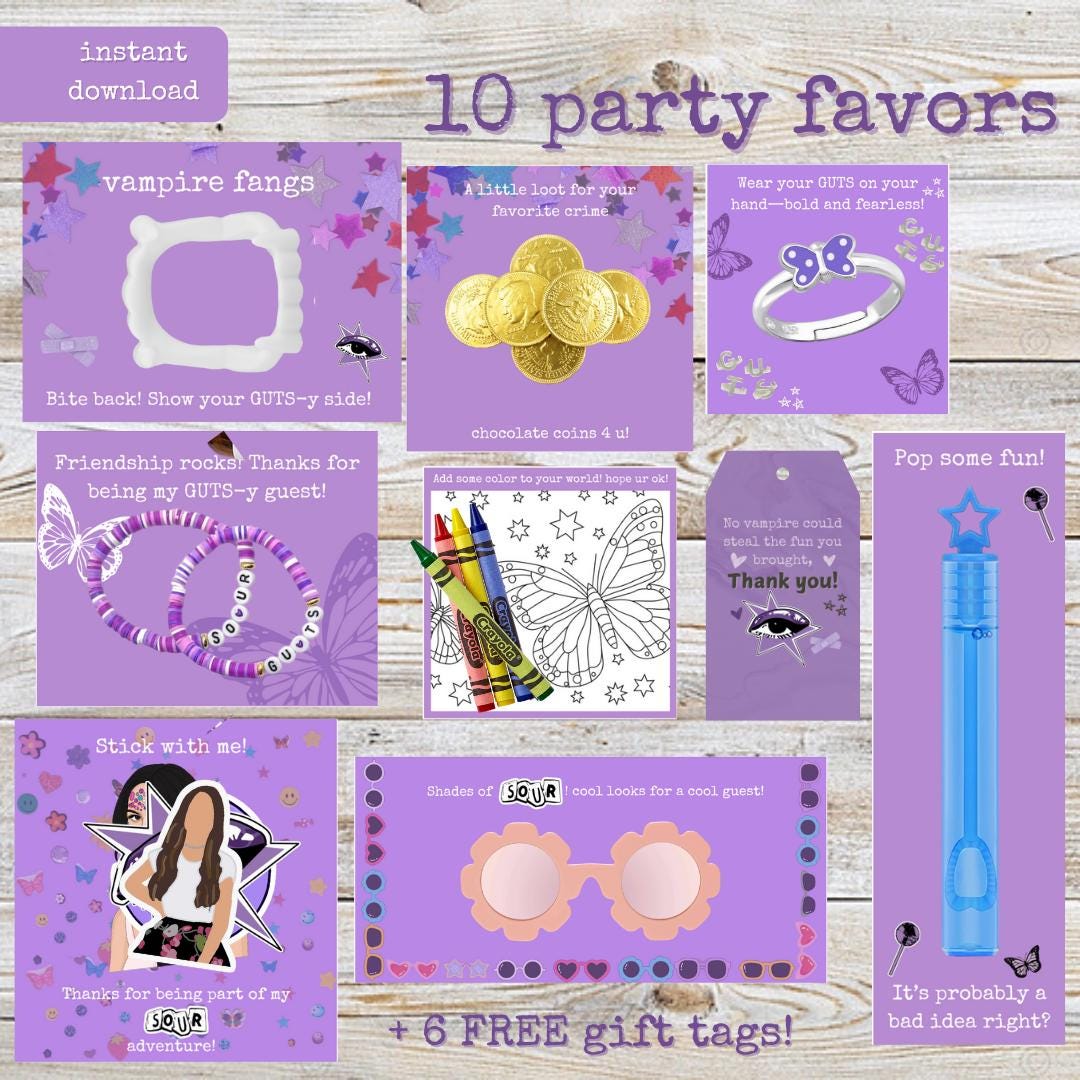 Inspired by Olivia Rodrigo PARTY FAVORS. Singer Purple Guts Party ...