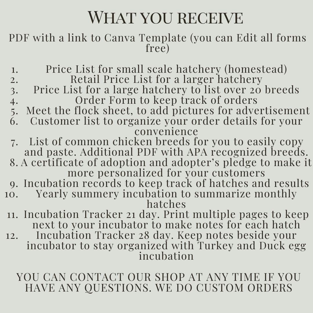 Hatchery Forms Records Price List Chicken Poultry Organizers Bundle ...