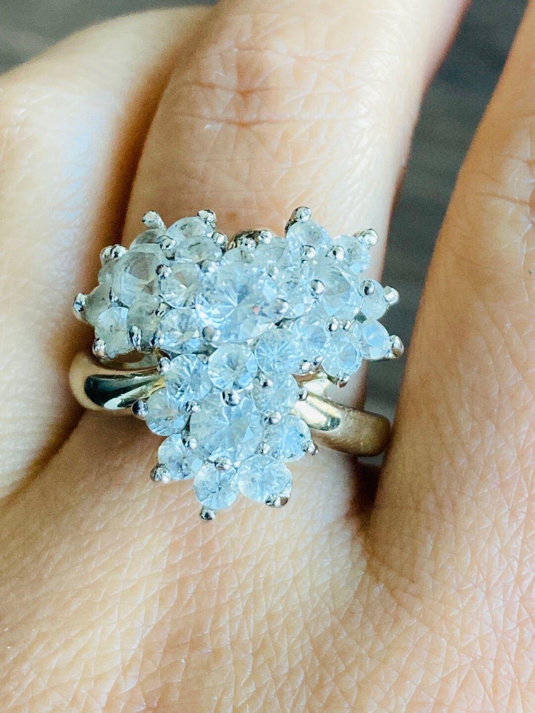 Signed Panetta Gold Over Sterling Silver Natural White Spinel Ring Size ...