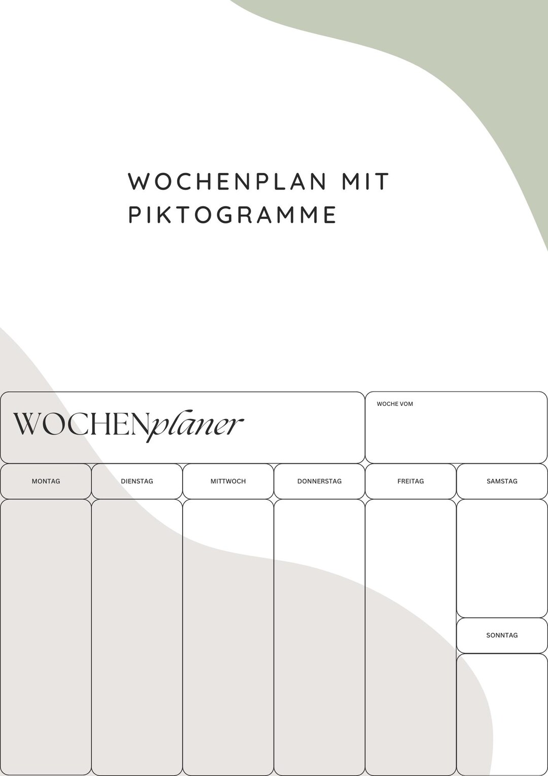 Weekly Planner With 80 Pictograms White - Etsy