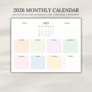 2026 Weekly Planner, Pastel Color, A4 A5 Letter Sizes (digital Download ...