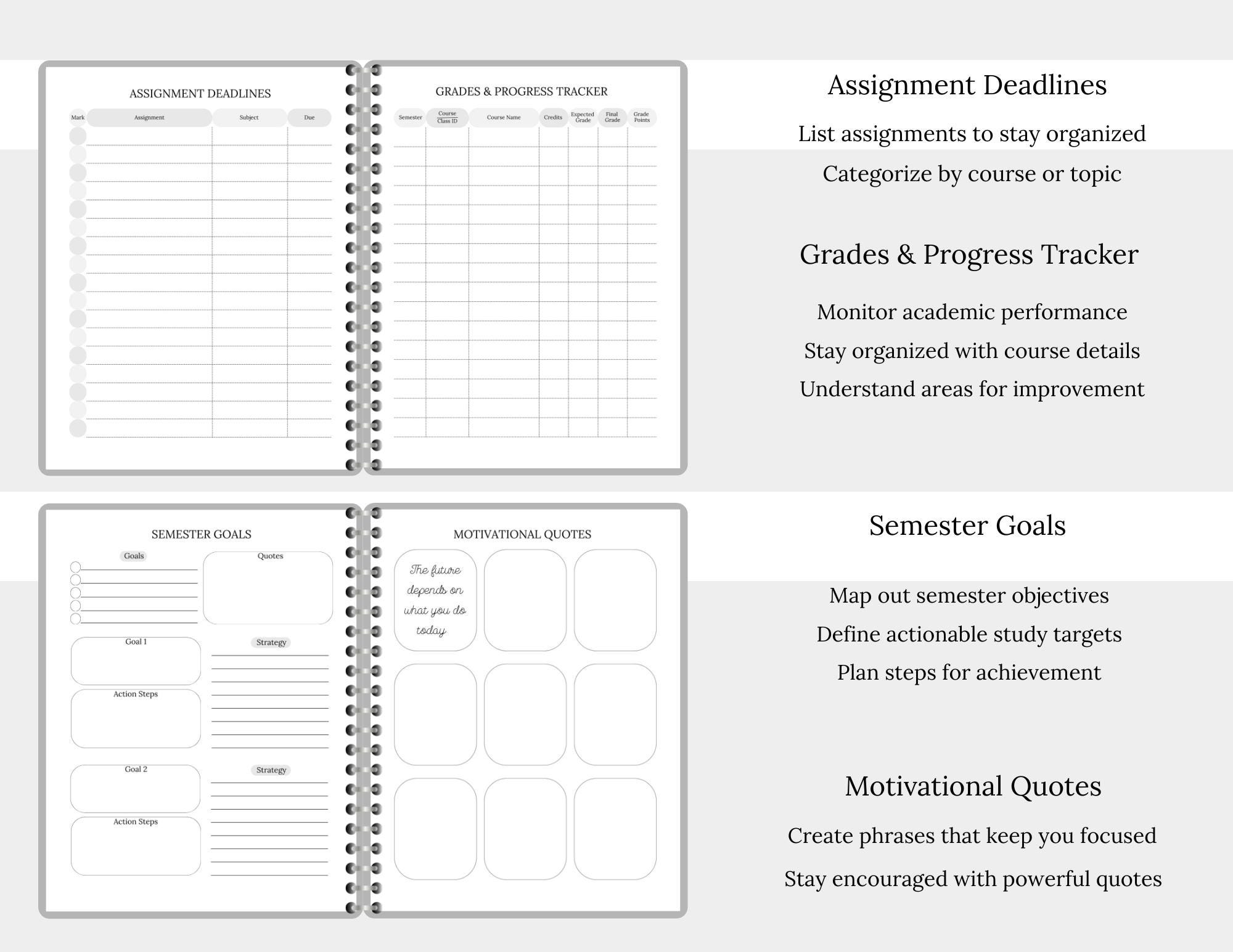 Student Planner, Printable Bundle, Tracker for Students, College ...