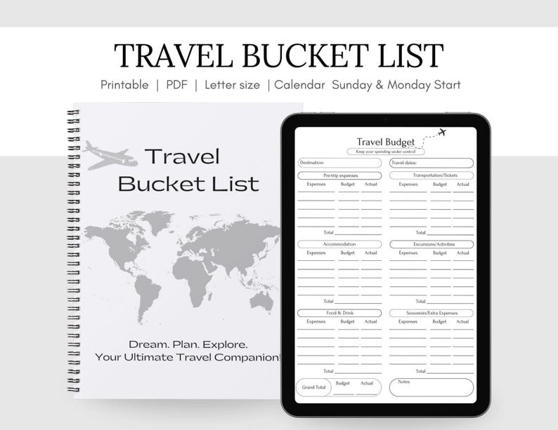 Travel Bucket List, Travel Planner Printable, Packing Chechlist, Trip ...