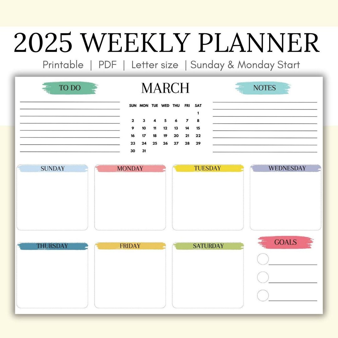 Weekly Planner Printable, 2025 Weekly Planner, Undated Planner, Weekly ...
