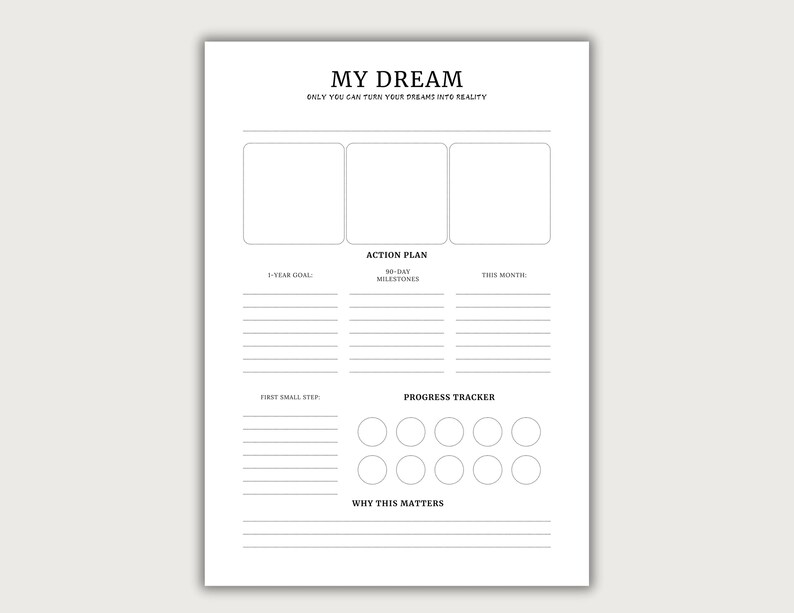 Dream Life Planner Insert, Vision Board Template (A4 & Letter PDF) - Etsy