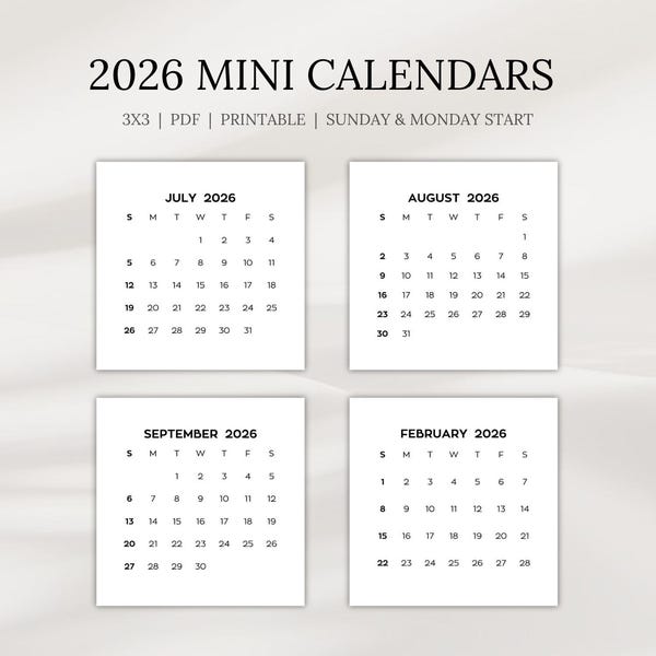 Mini Calendar - Etsy