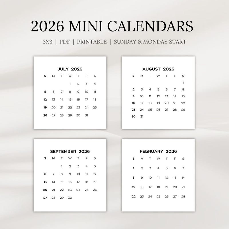 Mini 2026 Calendars - Etsy