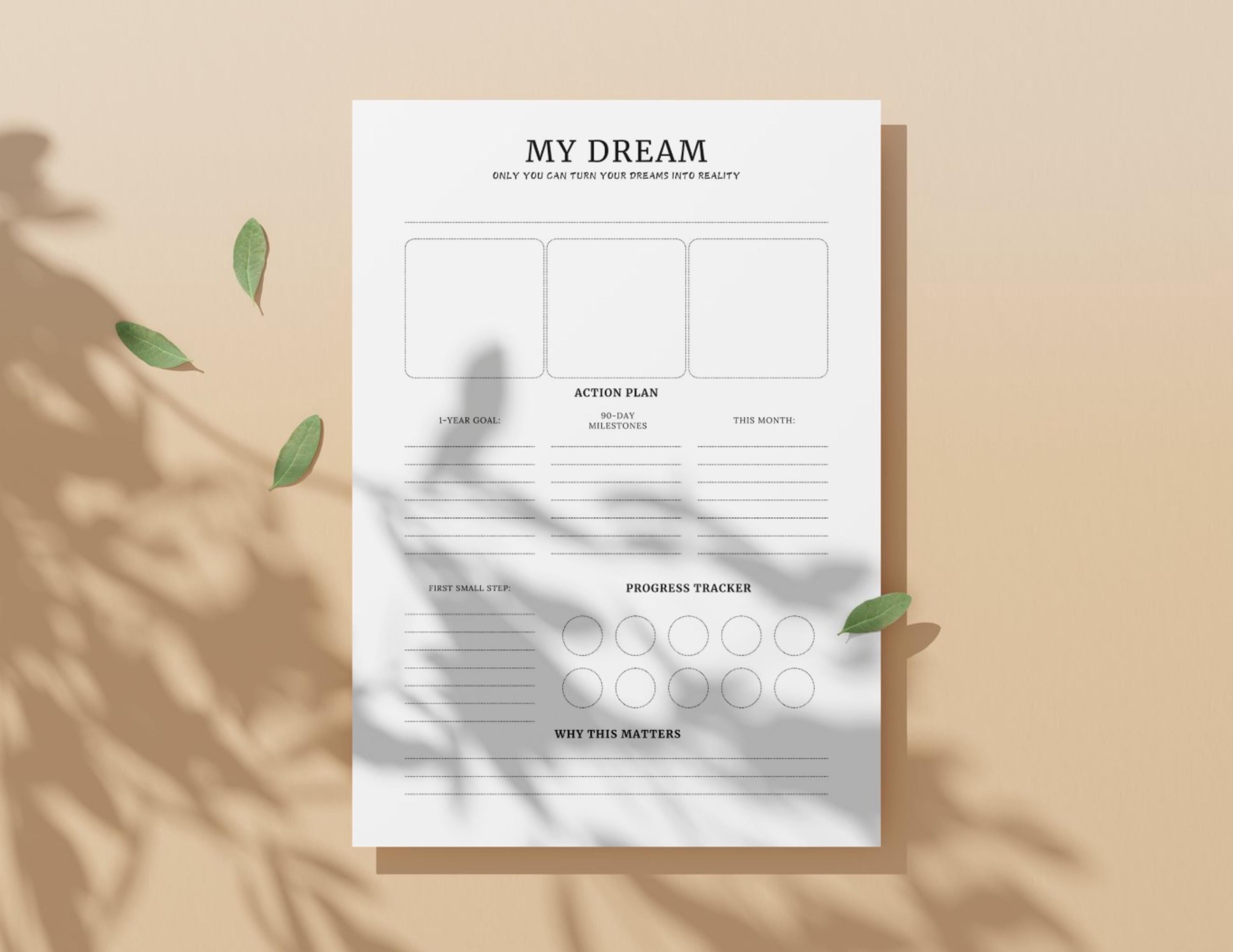 Dream Life Planner Insert, Vision Board Template (A4 & Letter PDF) - Etsy