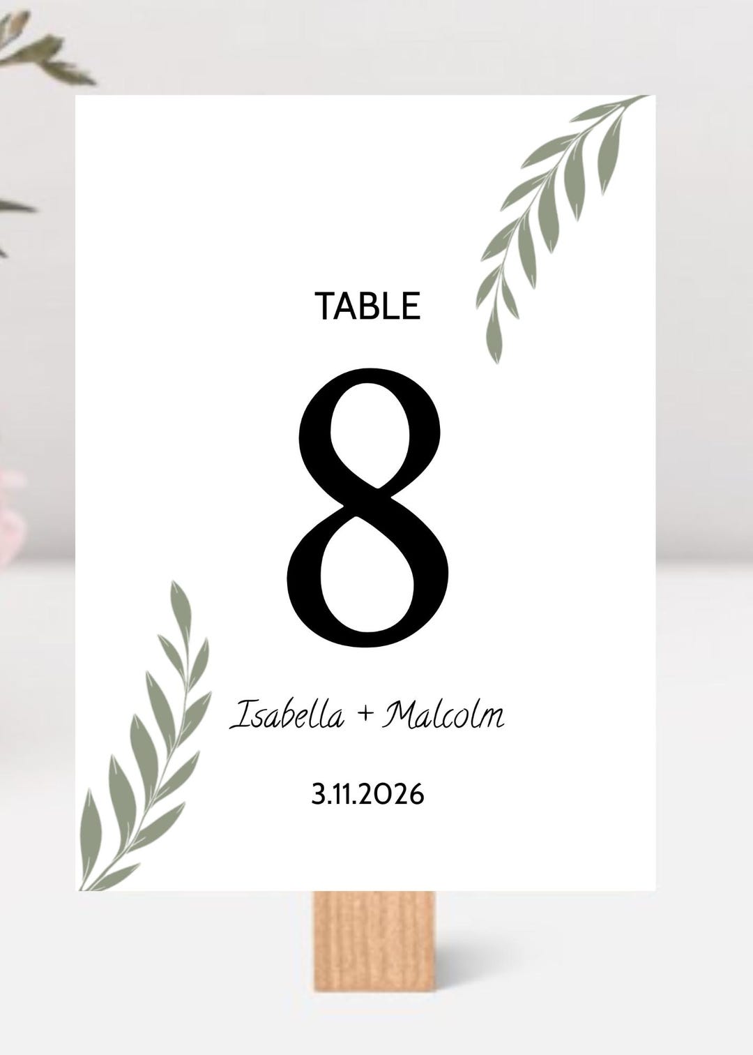 Vines Table Top Sign, Editable Digital Download, Wedding Large Number ...