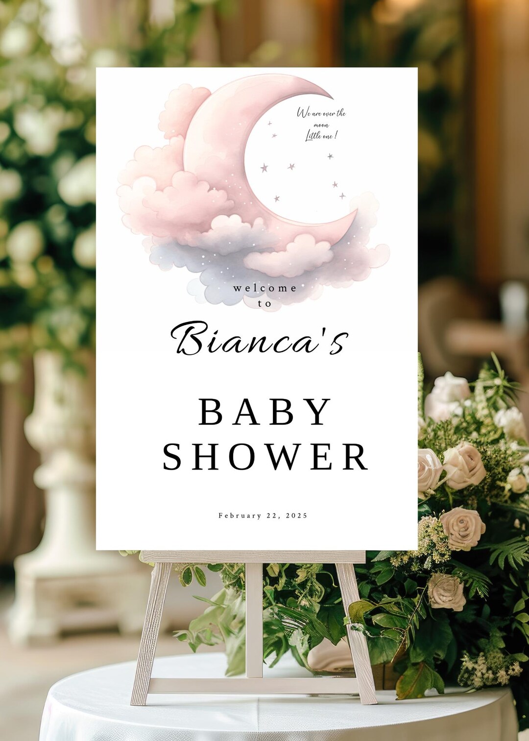 Moon & Stars Baby Shower Welcome Sign, Editable Welcome to Signage ...
