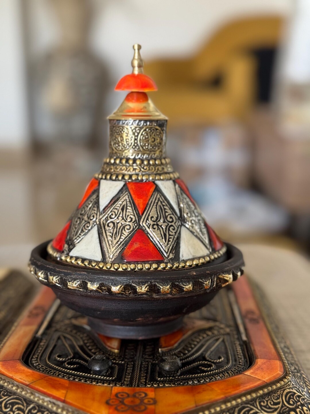 Handmade Moroccan Mini Tagine Ornament With Bone Inlay - Etsy