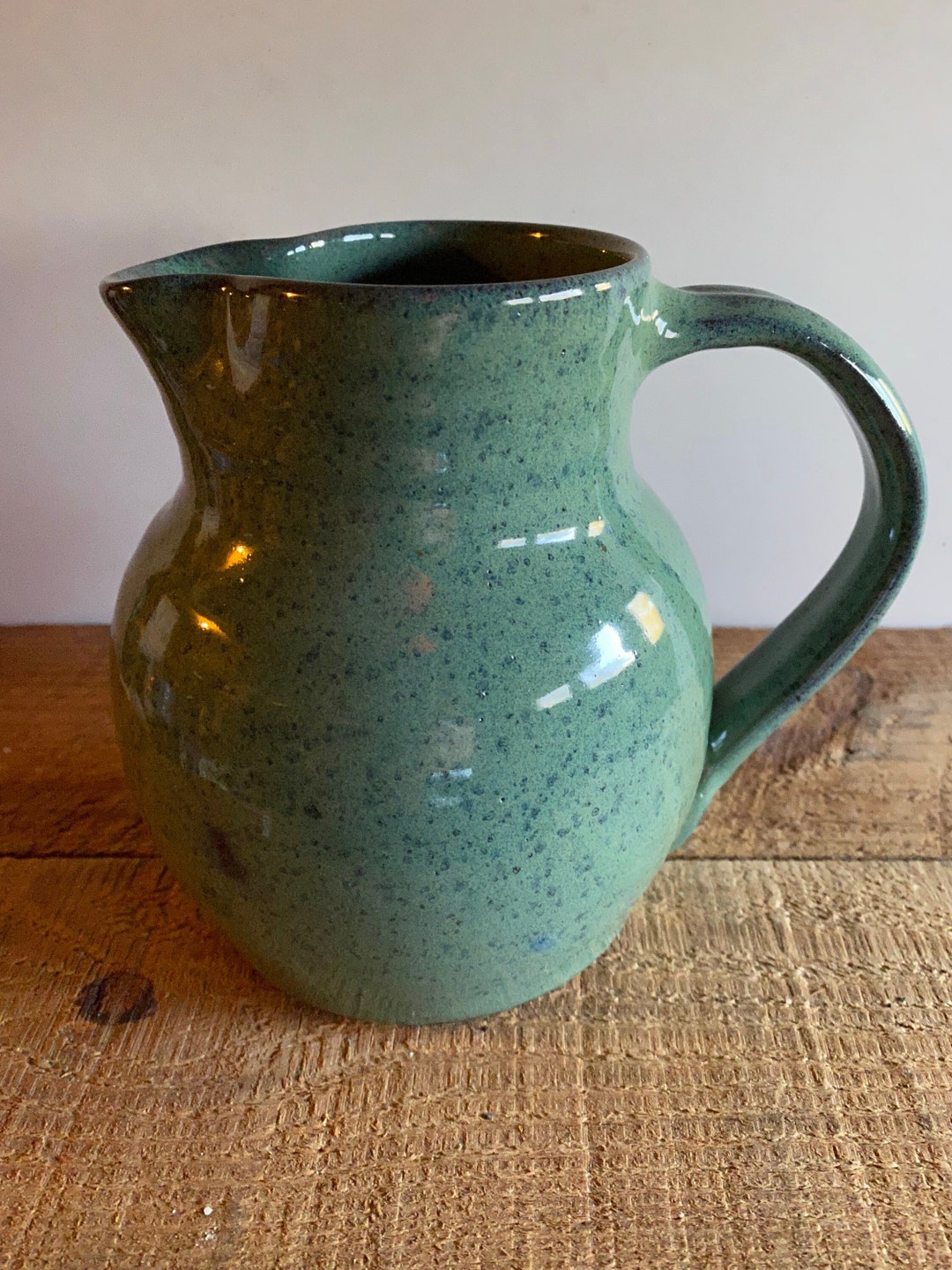 Medium Stoneware Pitcher in Green - Etsy