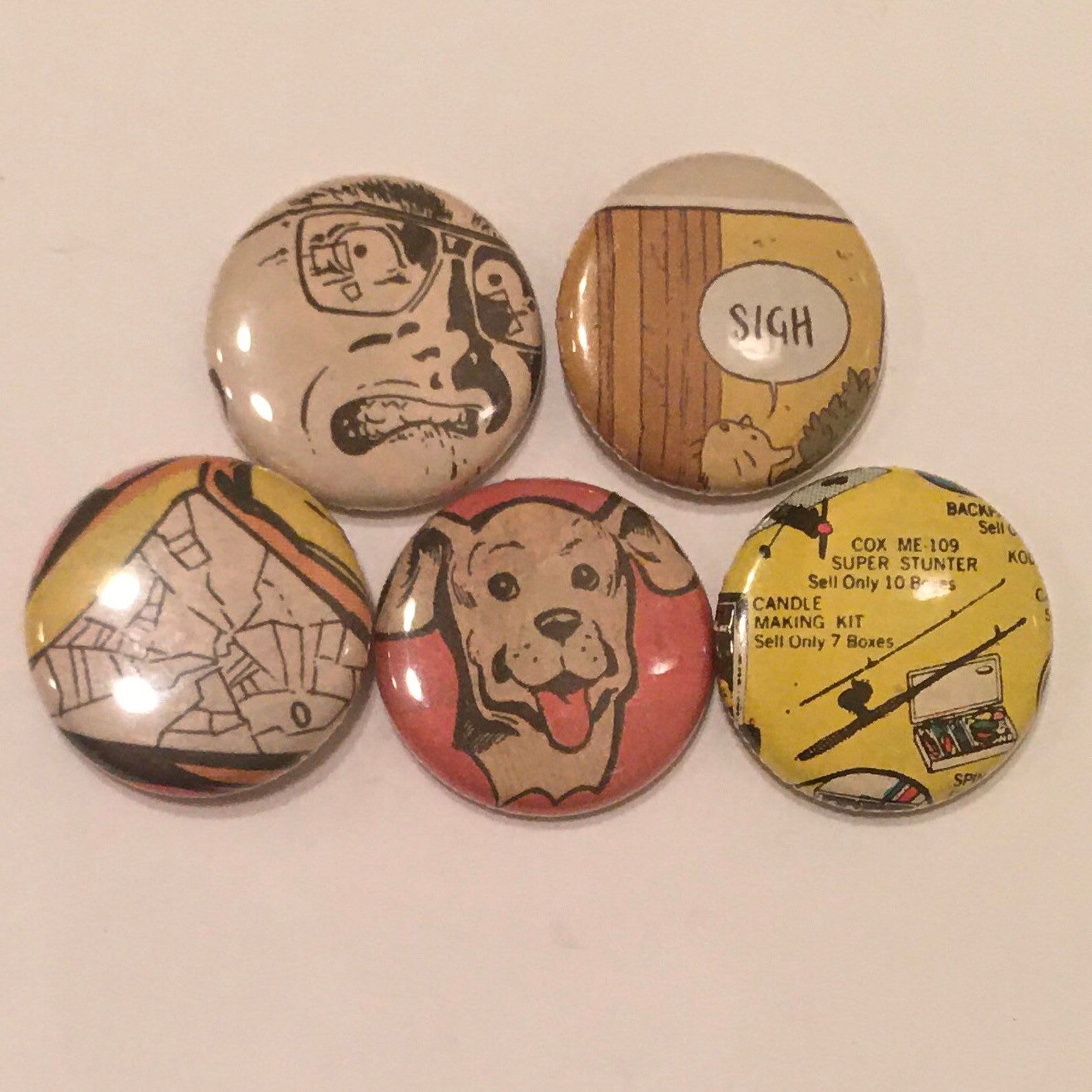 One of a Kind Comic Book Button Sets (multiple Sets!) - Etsy