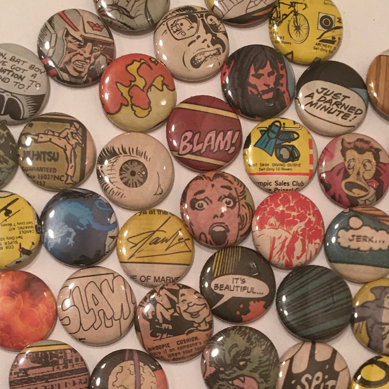 One of a Kind Comic Book Button Sets (multiple Sets!) - Etsy