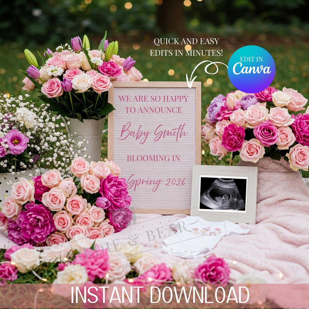 Spring Baby Announcement, Mothers Day Pregnancy Announcement, Mothers ...