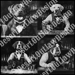 4 Dog Bartenders Funny PNG Laser Engraving Files for Slate or Wood - Etsy