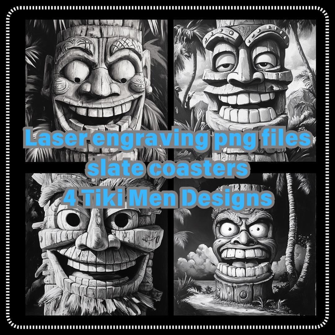 4 Tiki Men Digital Files for Laser Engraving 4x4 Slate Coasters - Etsy