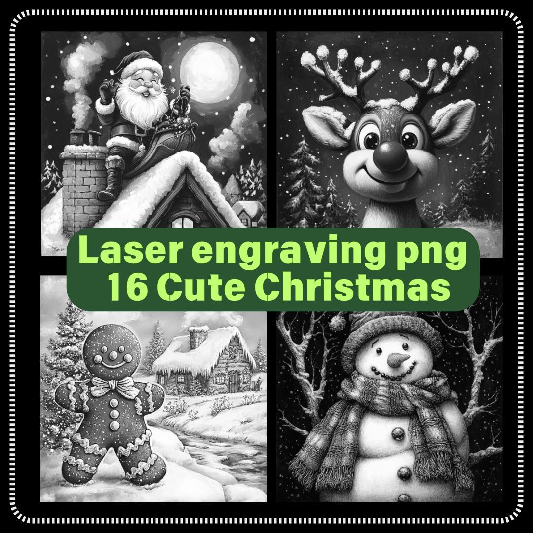 16 Cute Christmas Art PNG Laser Engraving Files for Slate or Wood - Etsy