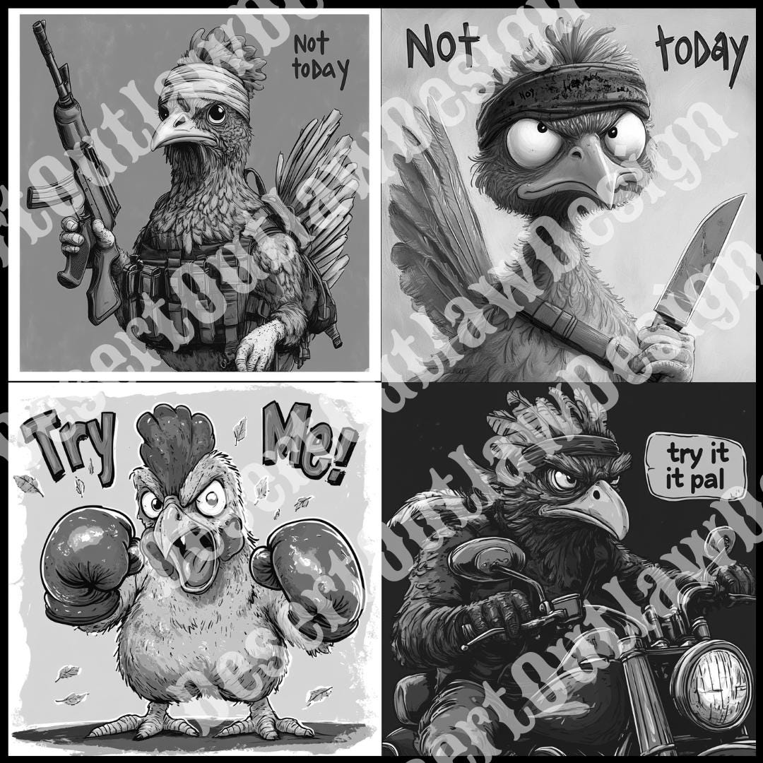 4 Angry Thanksgiving Turkey PNG Laser Engraving Files for Slate or Wood ...