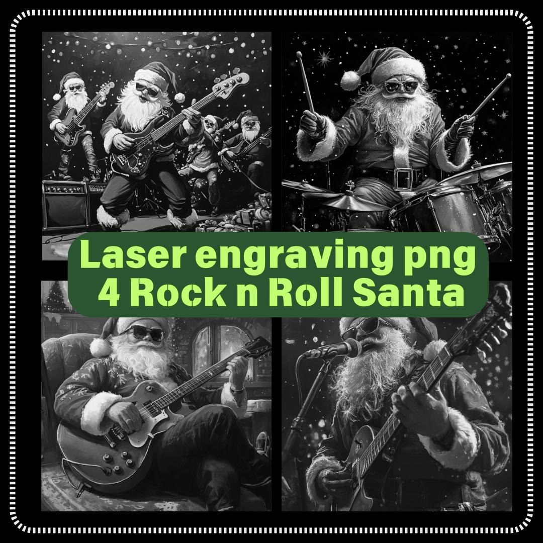 4 Rock and Roll Santa PNG Laser Engraving Files for Slate or Wood - Etsy