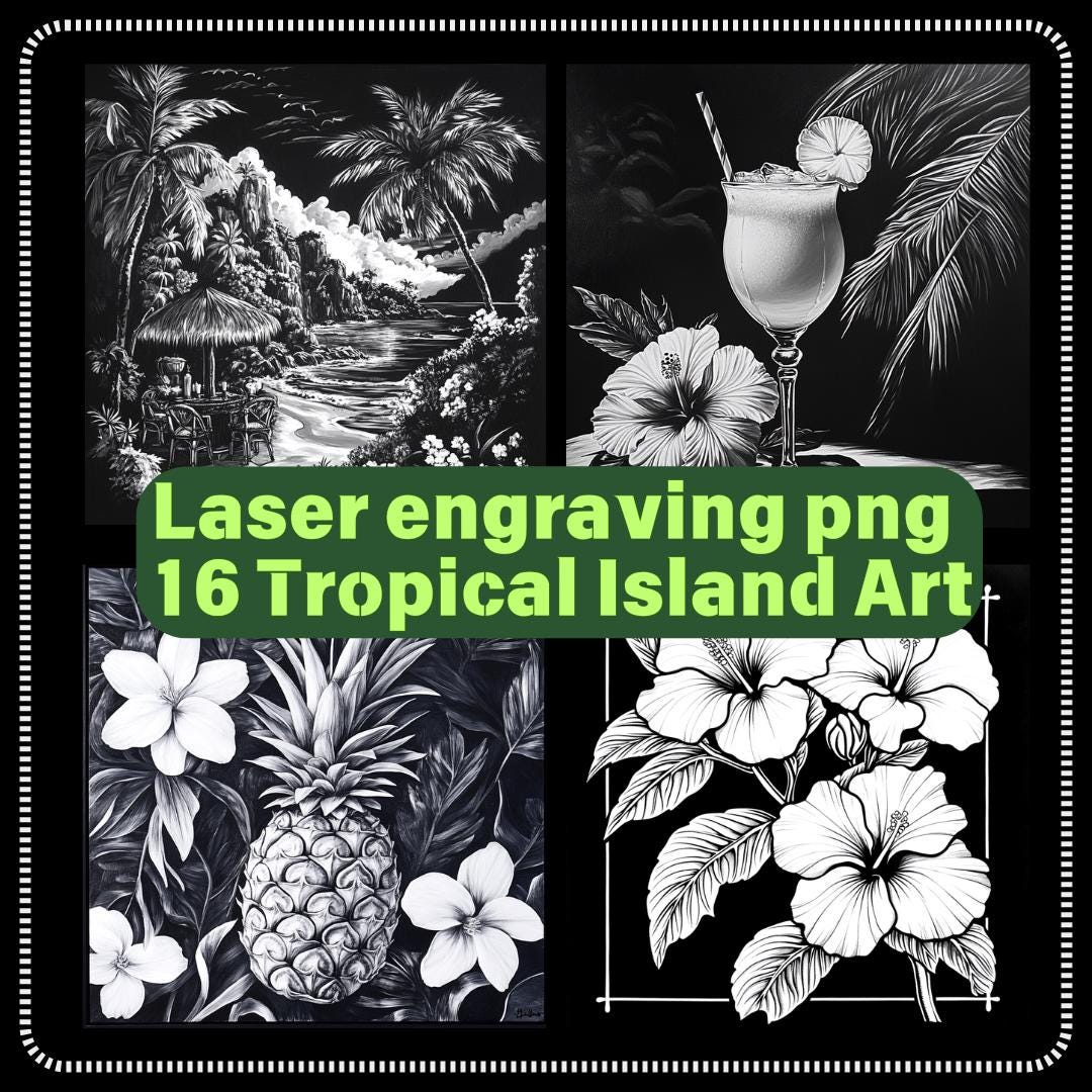 16 Tropical Art PNG Laser Engraving Slate Coaster Files (4 Sets) - Etsy