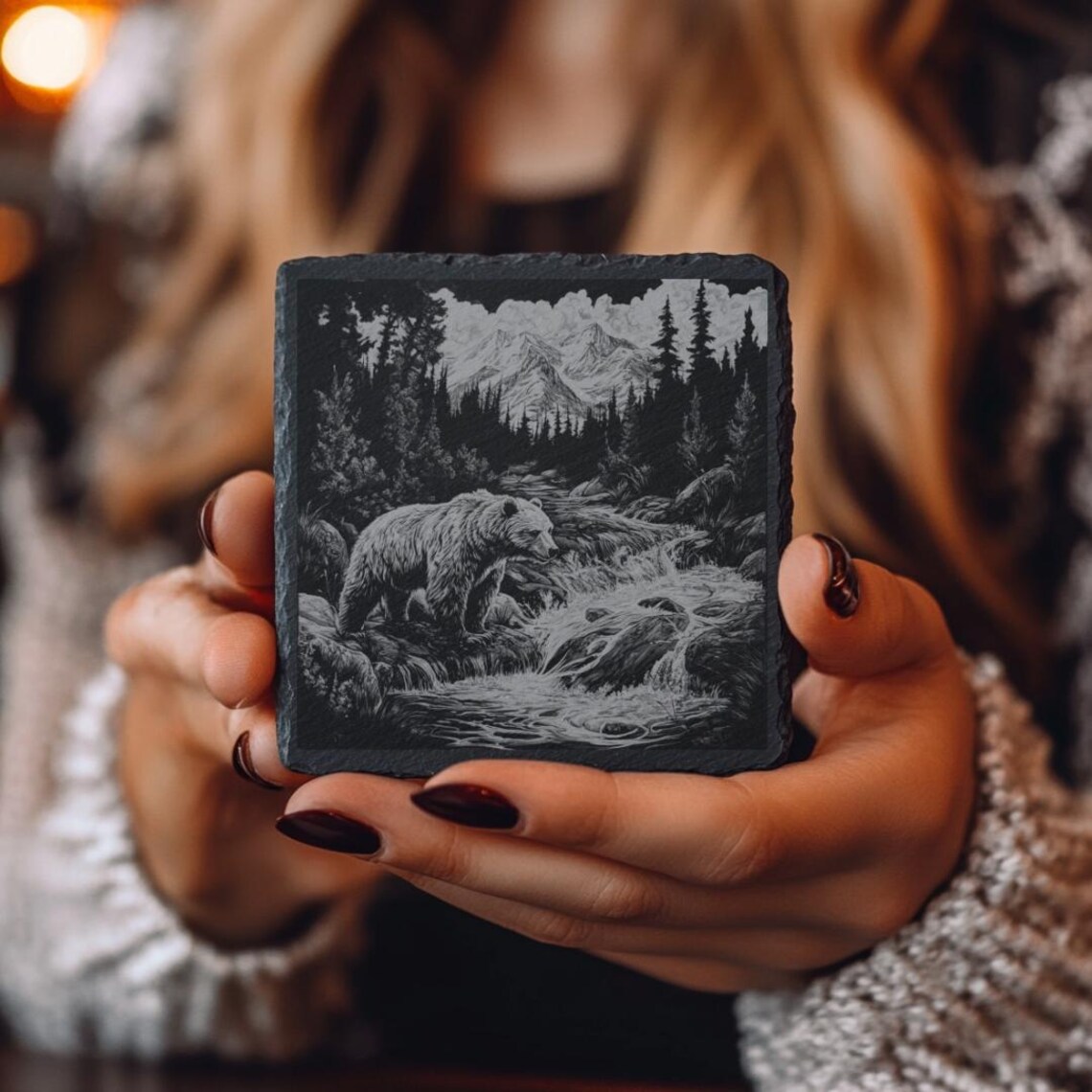 4 Mountain Wildlife Art PNG Laser Engraving Files for Slate or Wood - Etsy