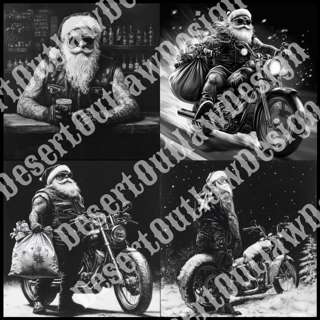 4 Bad Biker Santa PNG Laser Engraving Files for Slate or Wood - Etsy