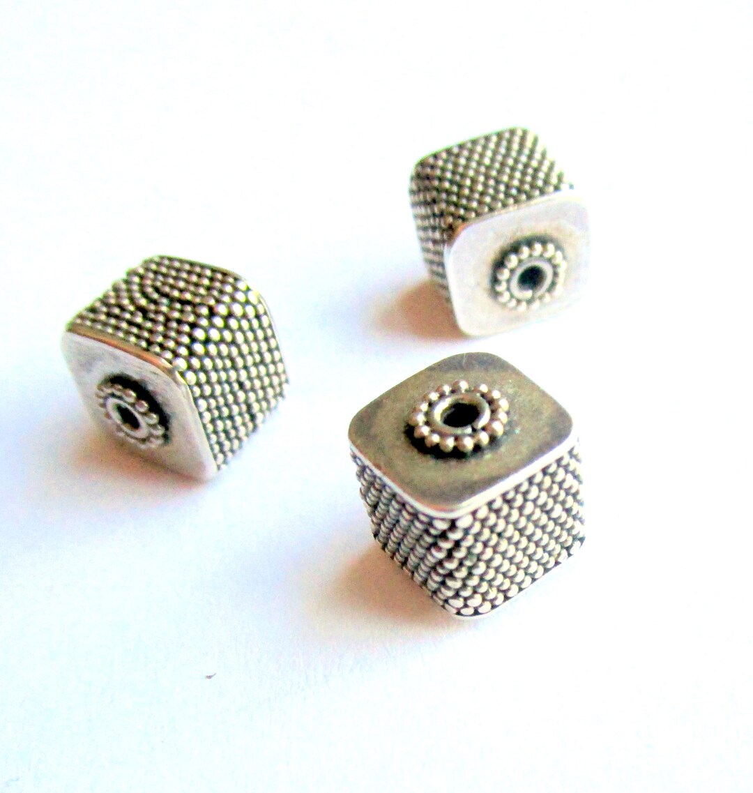 Bali Sterling Silver Cube Bead 10mm – Granulated Design - Etsy