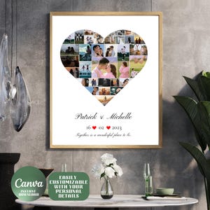 Heart-shaped Photo Collage | Custom Love Story Digital Print | Memorial ...