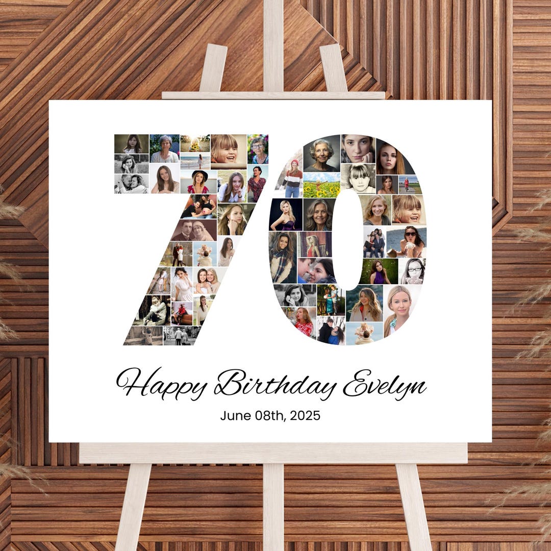 Personalized 70th Birthday Photo Collage Gift - Custom 70 Years ...