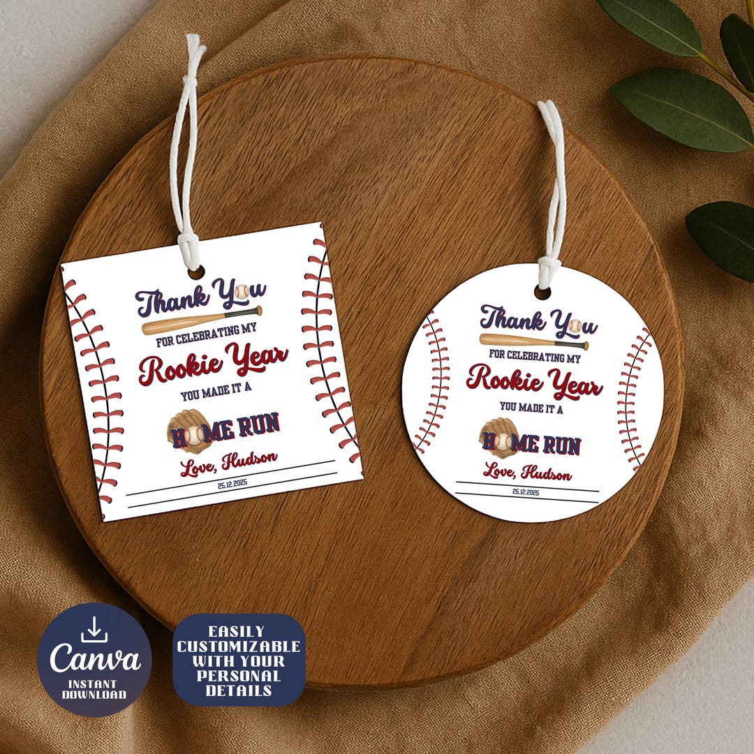 Editable Baseball Rookie Year Thank You Tags – Printable Templates | 2. ...