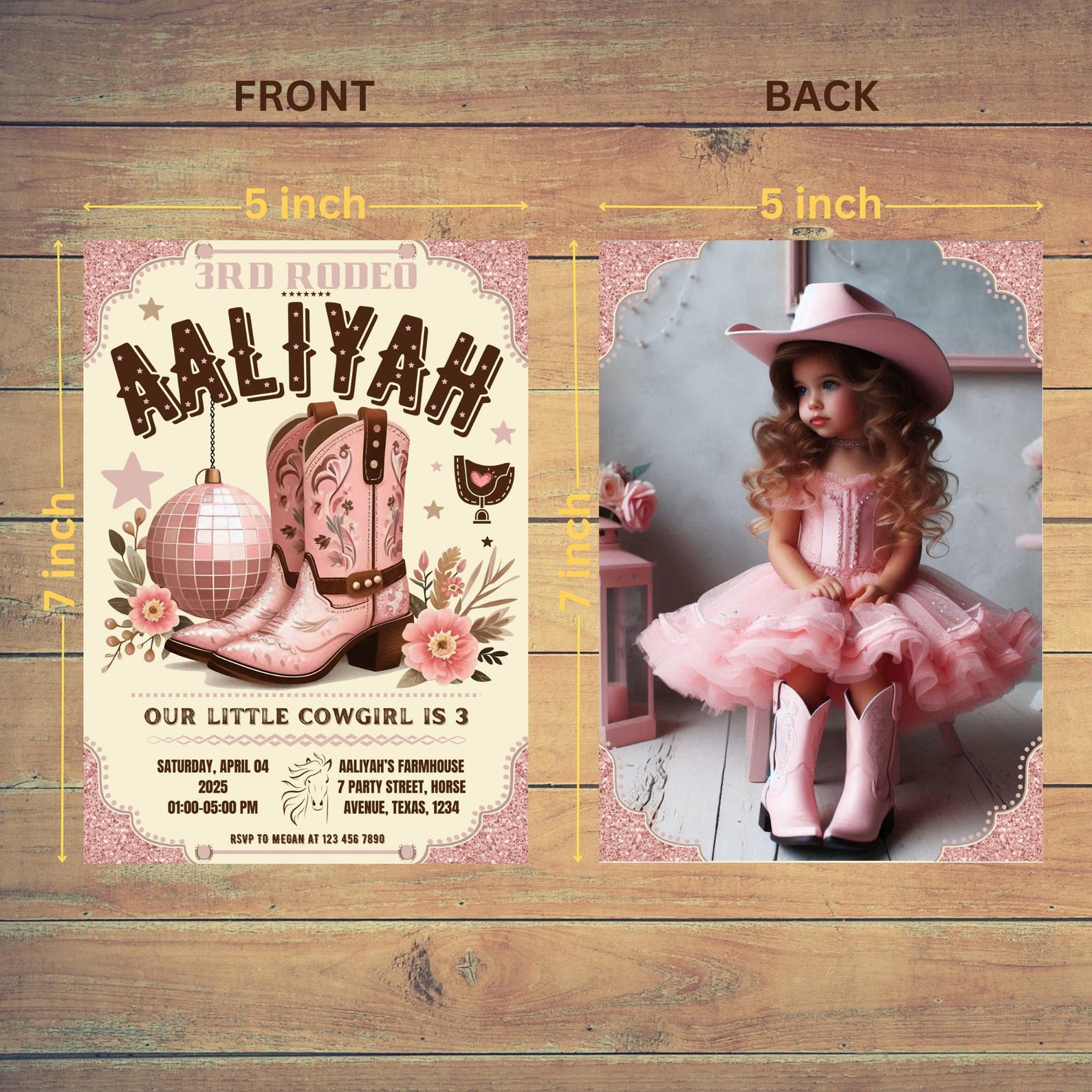 Editable Cowgirl Pink Disco Ball Birthday Invitation Template ...