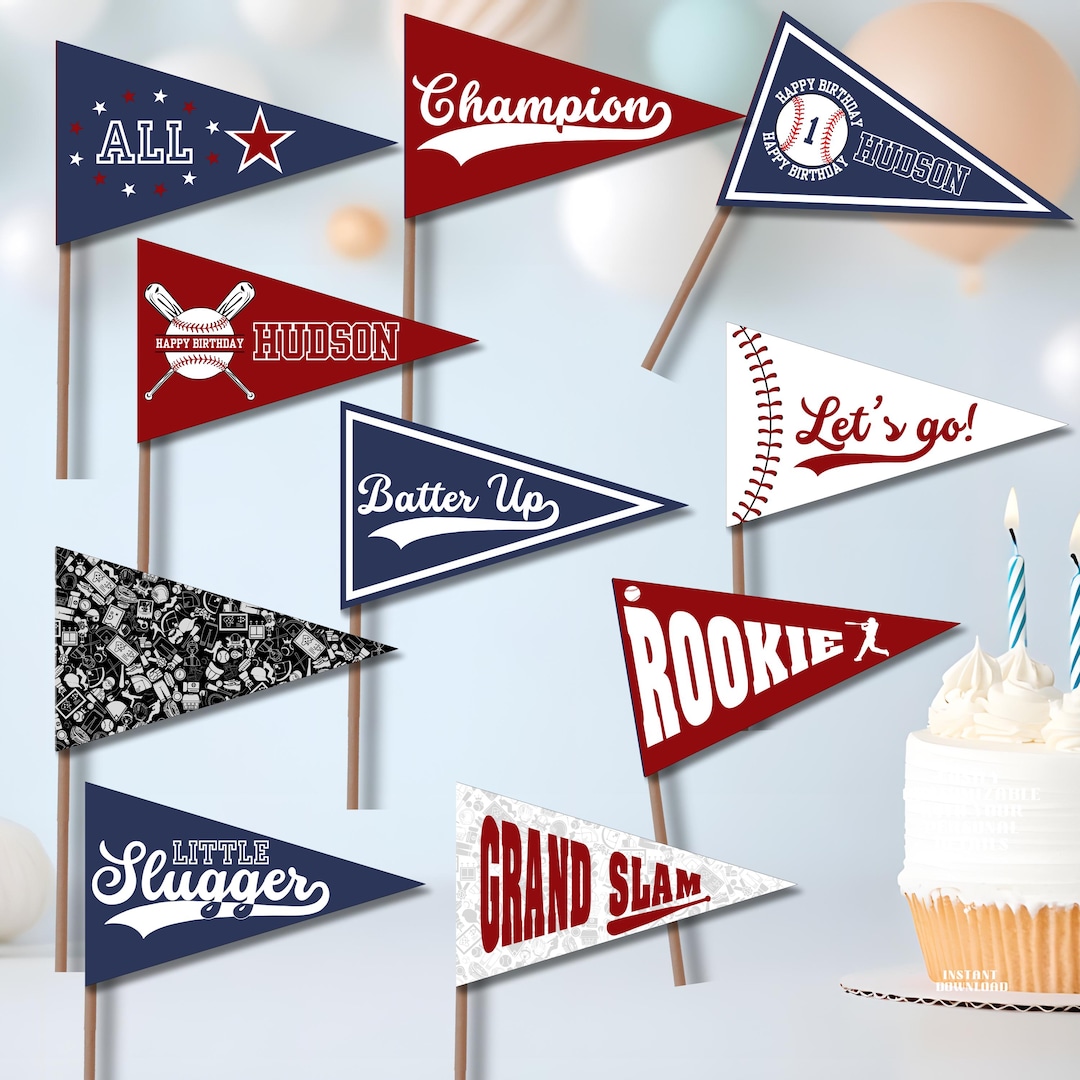 Printable Baseball Pennant Flags – Sports Theme | Rookie of the Year ...