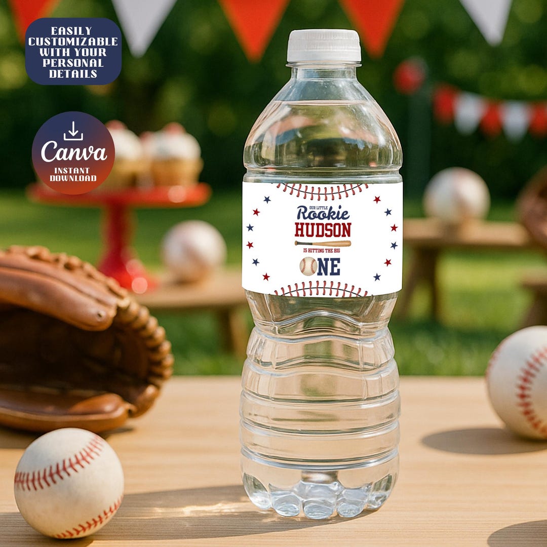 Rookie of the Year Water Bottle Labels – Editable Canva Template ...